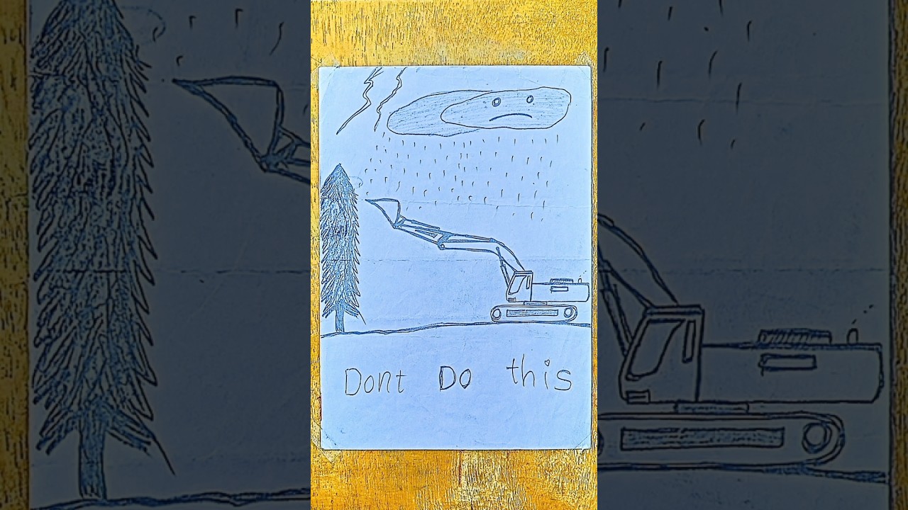 JCB machine drawing # rain drawing # poclain drawing #art # don't cut ...