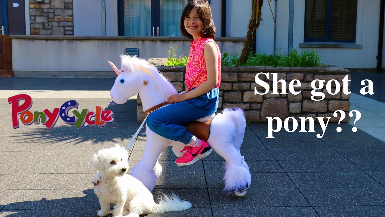 She Got a Pony! | PonyCycle Ride-On Toy for Kids | Unboxing & Adorable ...