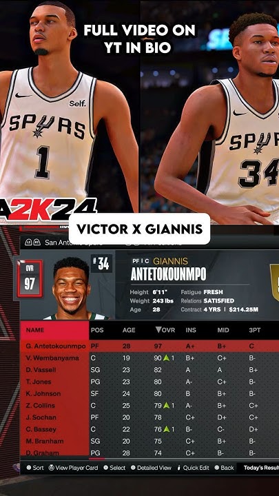 Victor and Giannis Team Up On The Spurs #nba2k24 - YouTube