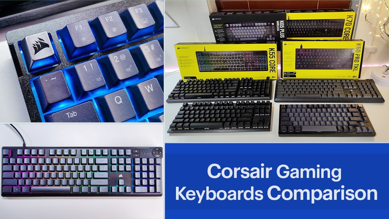 Corsair K55 Core, K70 Core, K65 Plus, and K60 Pro TKL Gaming Keyboard ...