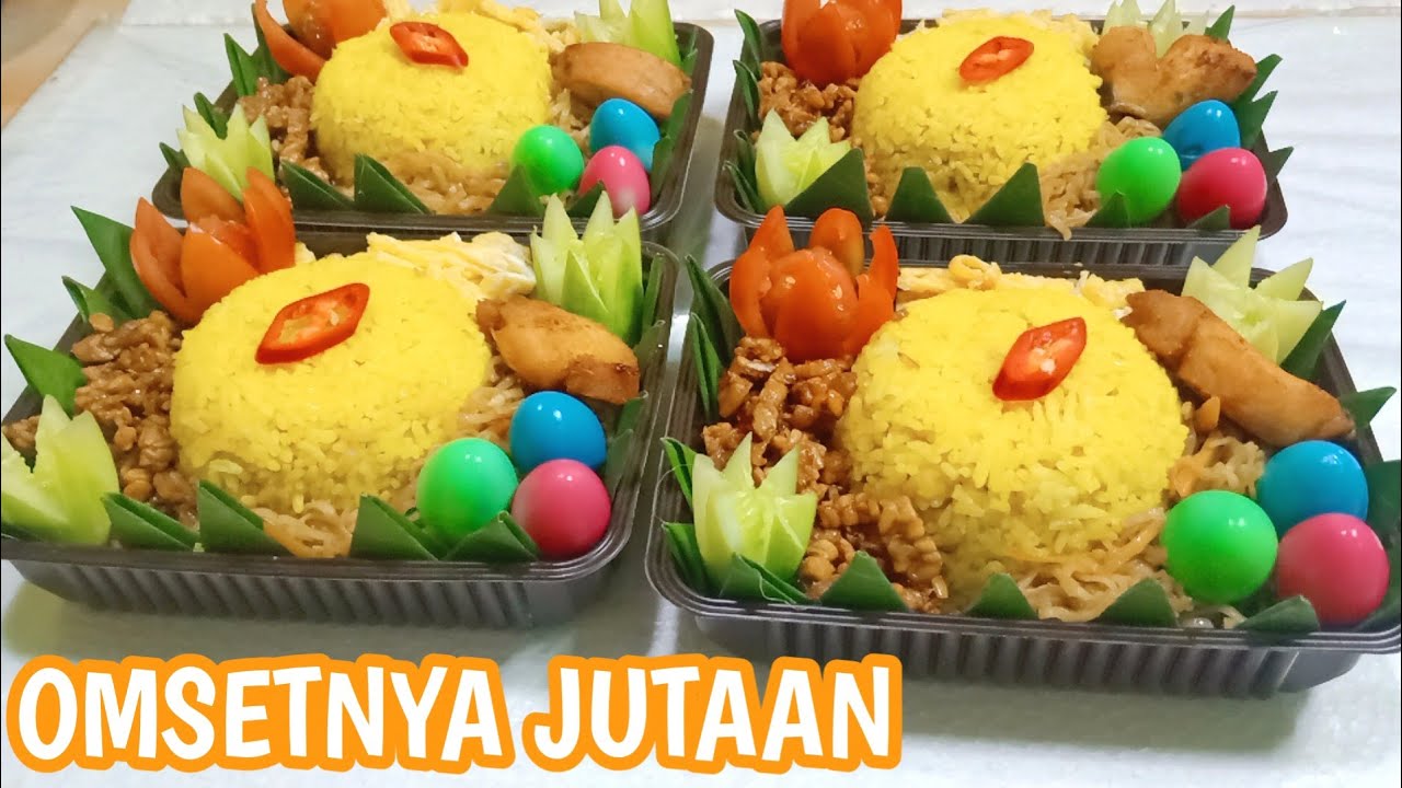 TUMPENG MINI NASI KUNING //USAHA RUMAHAN OMSETNYA JUTAAN - YouTube