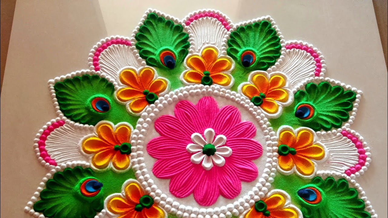 Diwali & dhanteras rangoli|| durga puja rangoli designs. Festival ...