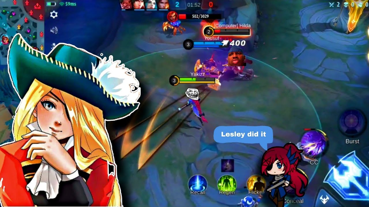 Miniac + Legendary Sniper Lesley Deadly Shot Gameplay #mobilelegends ...