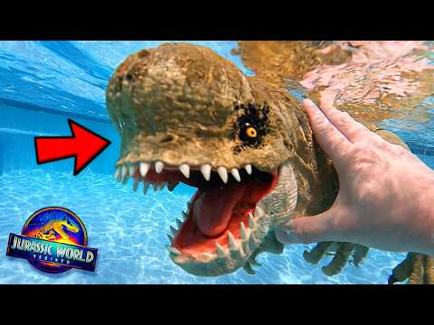 I Found a Giant Distortus Rex in My Pool! Jurassic World Dinosaurs!