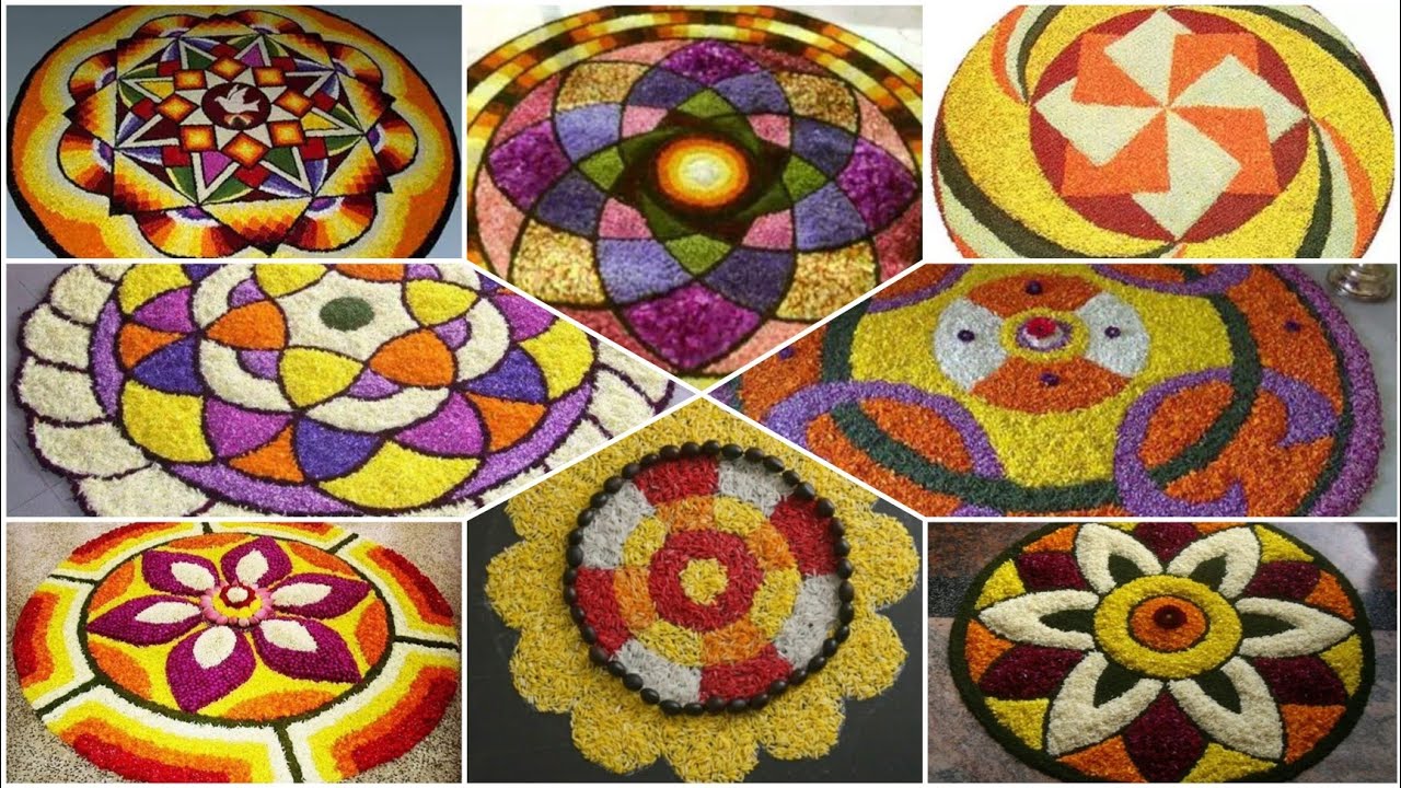 simple onam pookalam design 2022| flower decoration rangoli designs ...