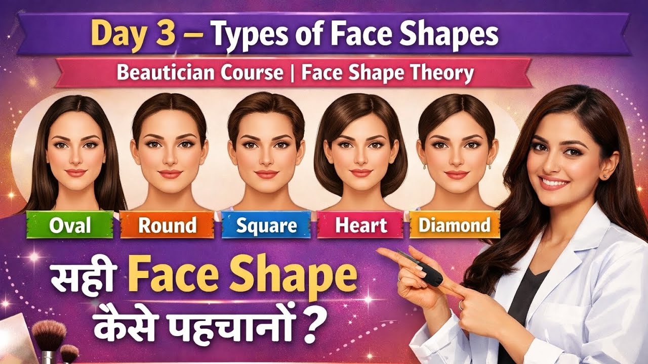 Beauty Parlour Course Day 3 | Types of Face Shapes || Face Shape Theory ...