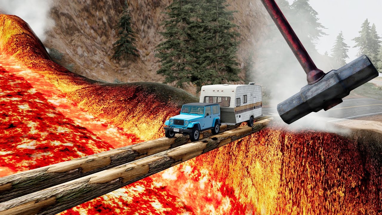 🔥 Cars vs Lava River from Volcano - BeamNG.Drive #beamng #cars - YouTube