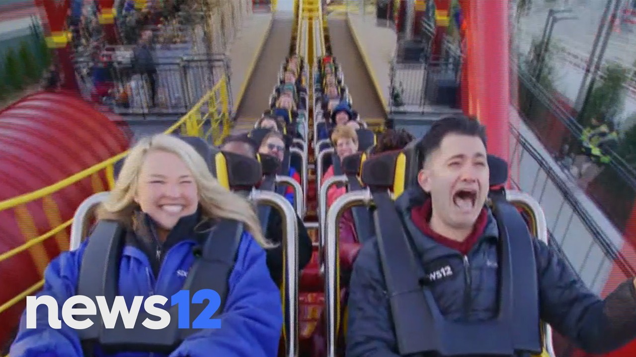 News 12 rides Six Flags' new super boomerang coaster The Flash ...