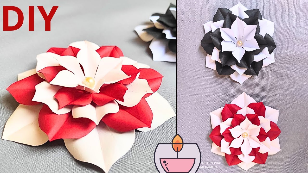 Paper flower craft idea // papper flower tutorial / how to make wall ...