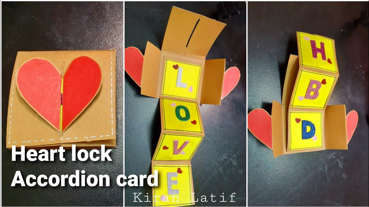 Heart lock accordion card Tutorial| Heart Lock Card | Accordion Card ...