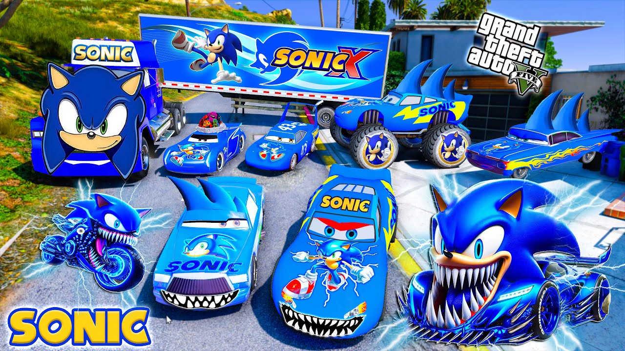 GTA V - Stealing SONIC SUPER CARS with Franklin and Sonic | (Real Life ...