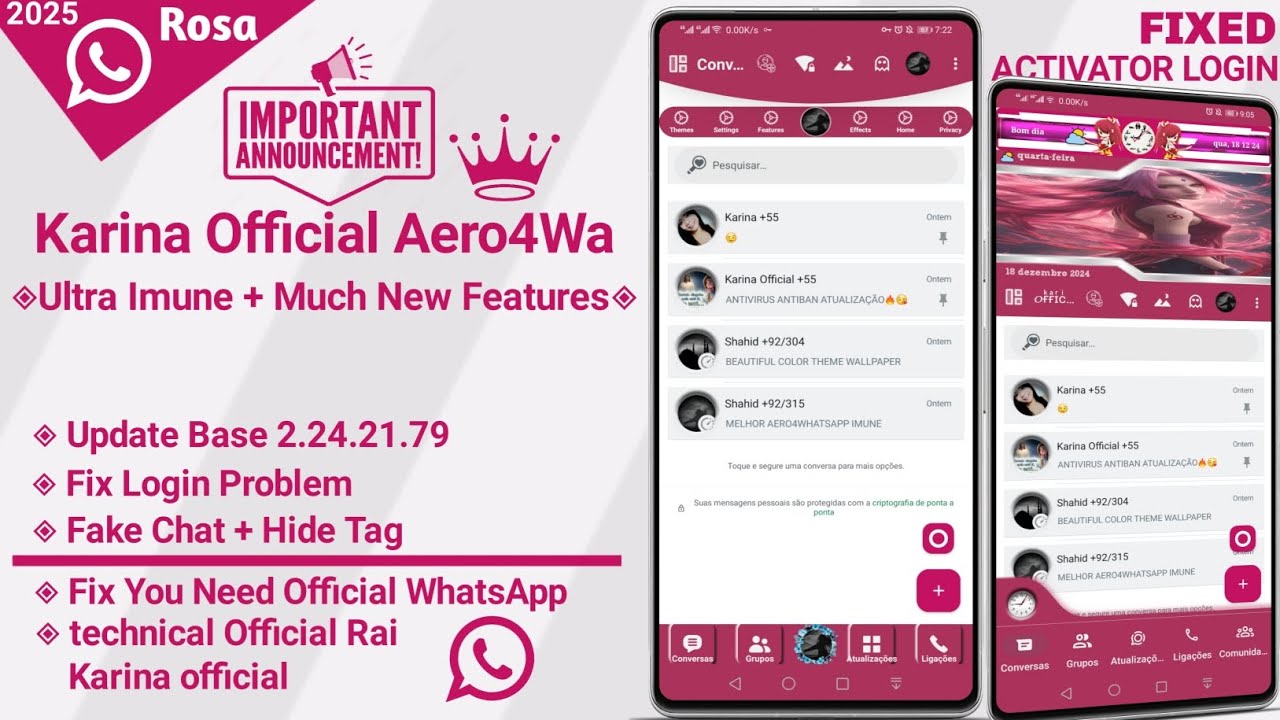 NOVO ULTRA IMUNE WHATSAPP ROSA EXTREME PRO | GBWHATSAPP LOGIN PROBLEM SOLVED | - YouTube