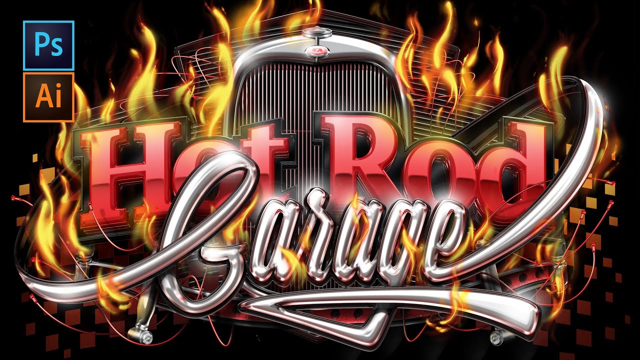 drawing a HotRod Lettering in 3D style - Illustrator & Photoshop ...