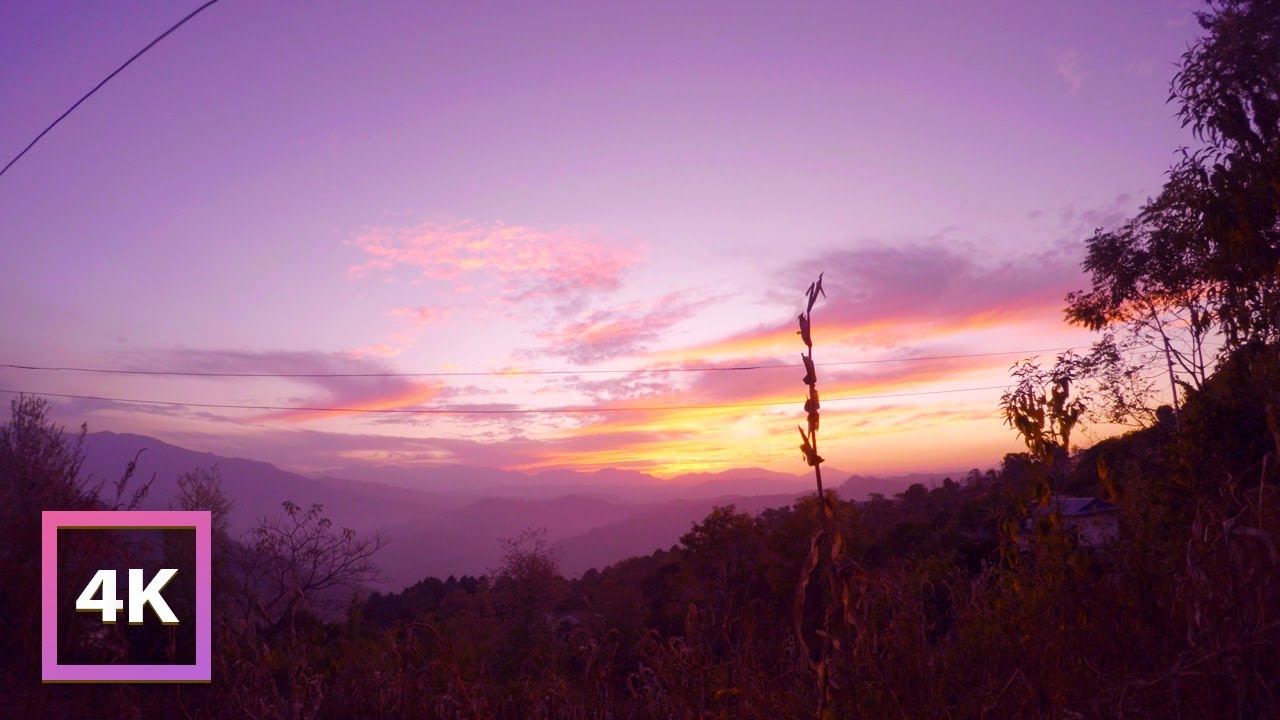 4K Sunset in Nepal - ASMR | Birds Singing & Sunset Ambience for ...
