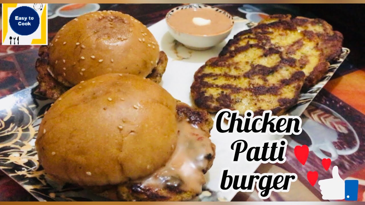 Chicken Patti Burger with yummy mayo chilli sauce |Chicken Patti ...