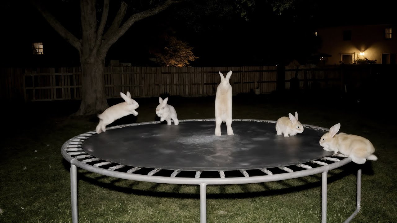 Rabbits are jumping on the trampoline - YouTube