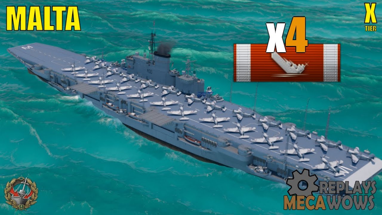 Aircraft Carrier Malta 4 Kills & 117k Damage | World of Warships ...