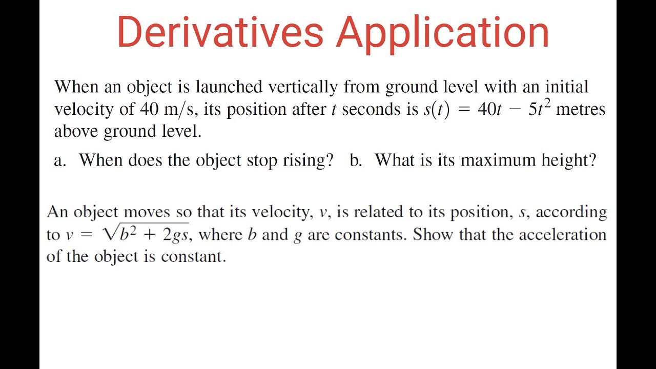 VELOCITY & ACCELERATION: When Does The Object Stop Rising, & Show That ...
