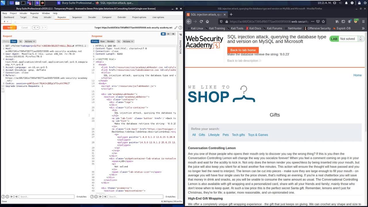 SQL injection attack, querying the database type and version on MySQL ...
