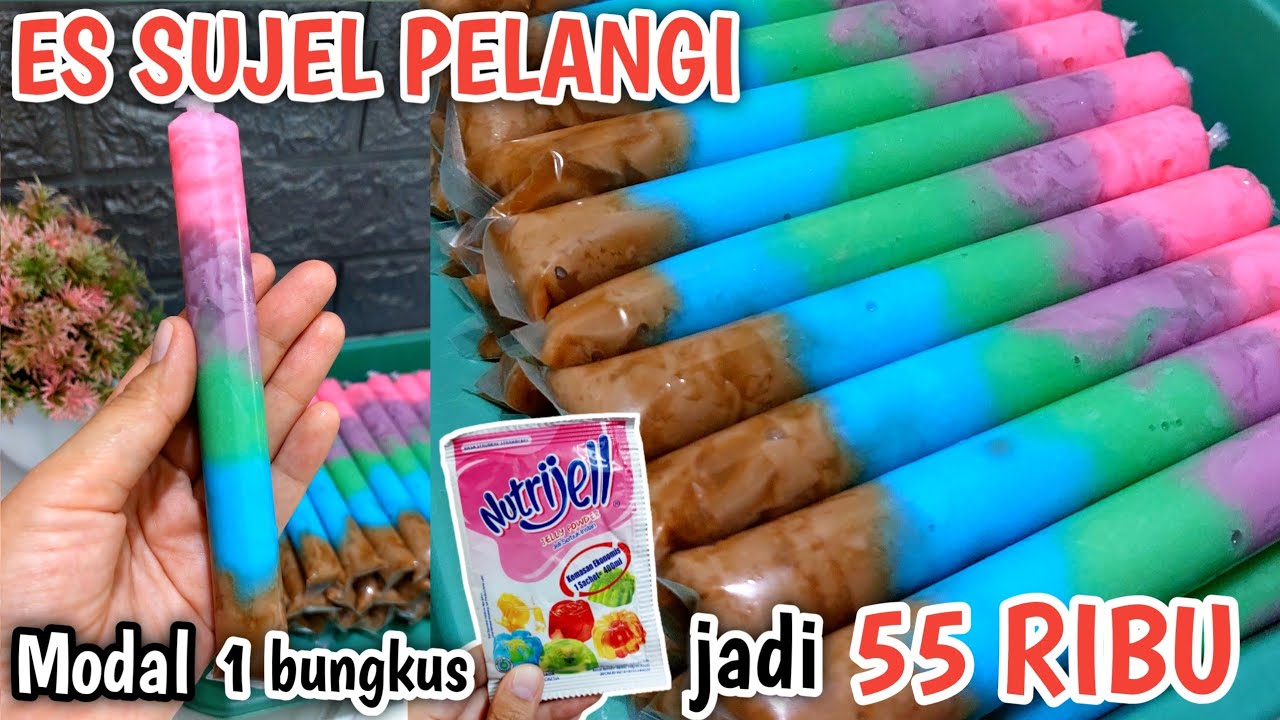 1 BUNGKUS NUTRIJELL JADI 55 RIBU | RESEP ES LILIN SUSU JELLY PELANGI ...