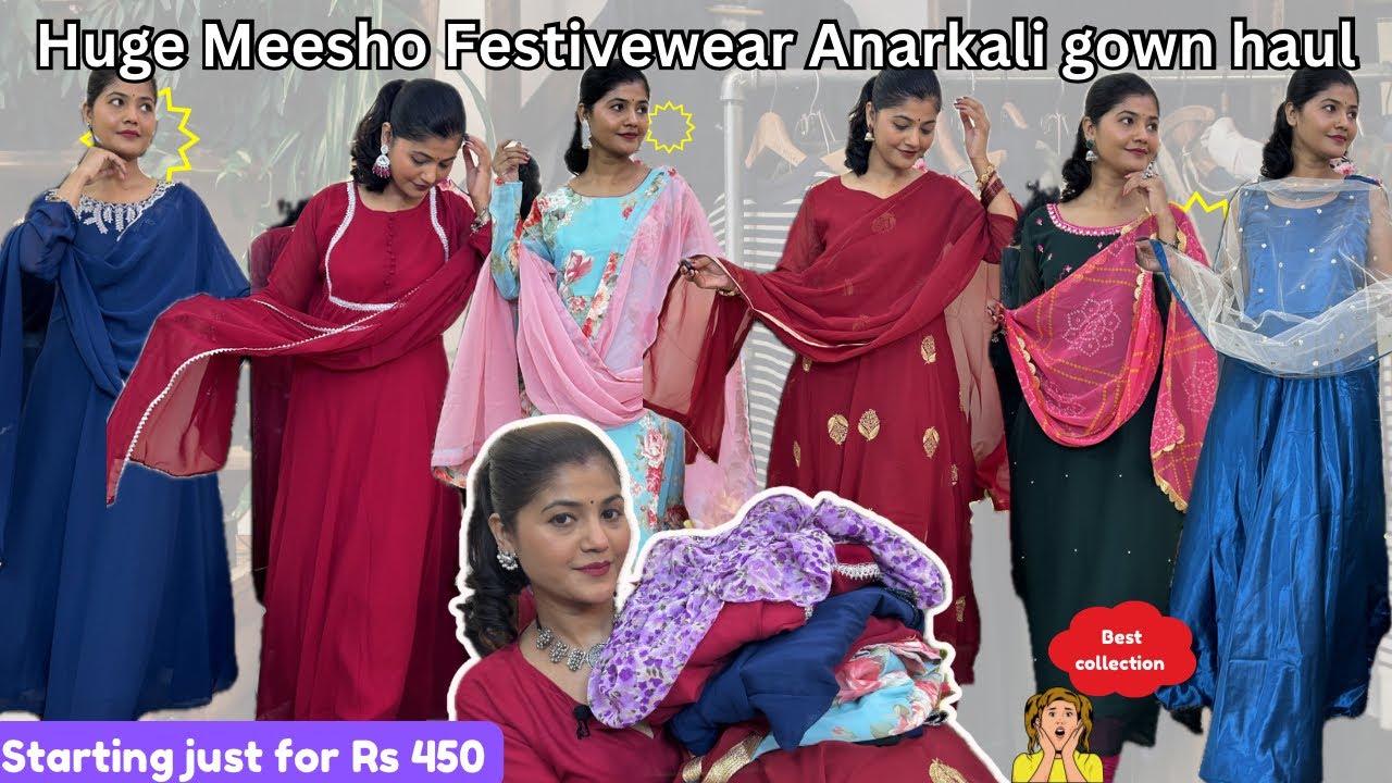 Huge *Meesho* Anarkali gown haul | Festive wear | Anarkali Dresses ...