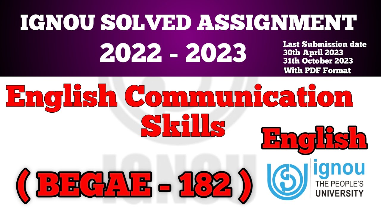 BEGAE 182 SOLVED ASSIGNMENT 2022-23 IN ENGLISH | BEGAE 182 SOLVED ...