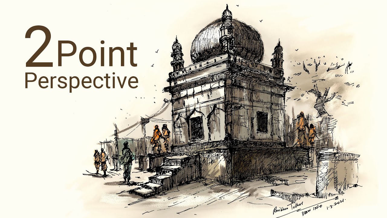 How to draw 2 point perspective for temple live location demo | urban ...