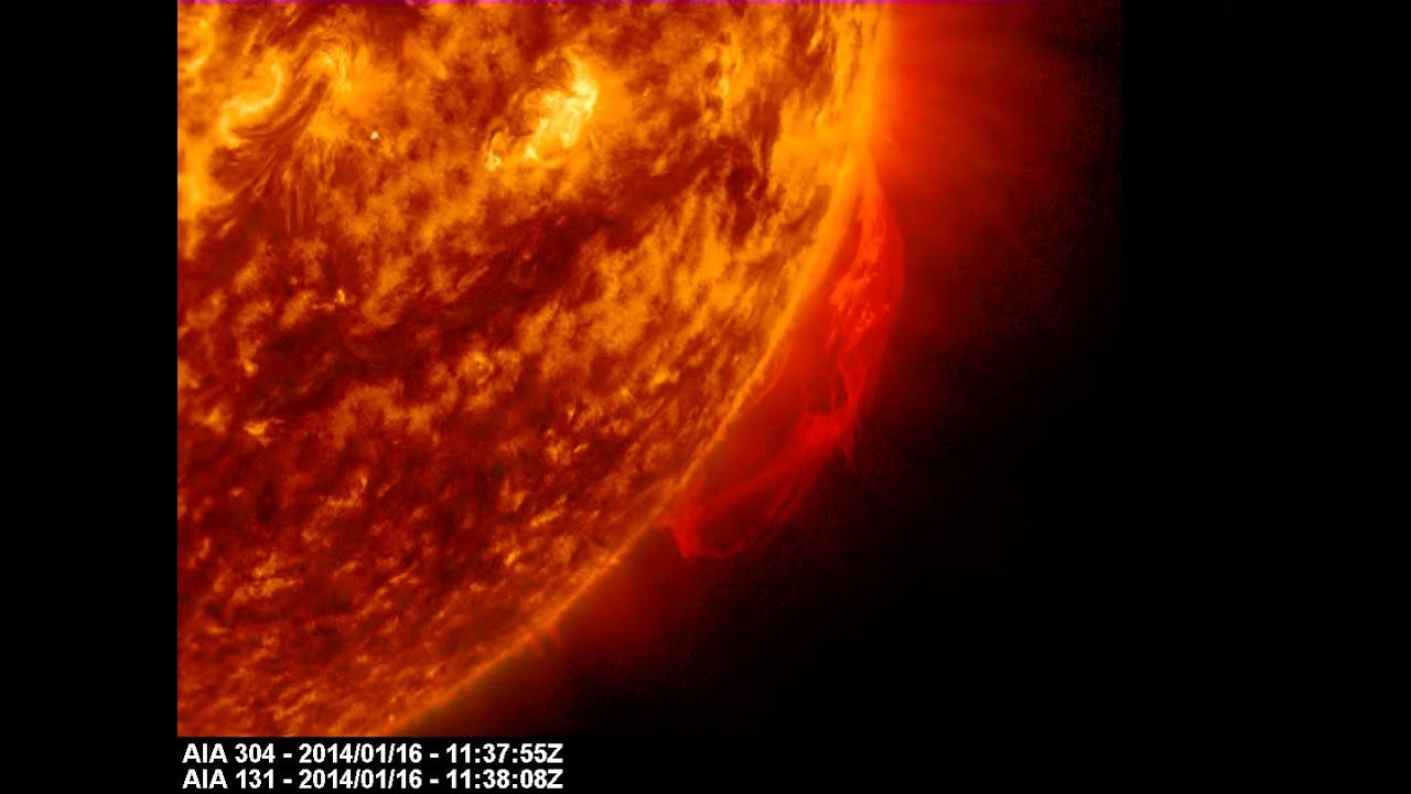 Eyección de protuberancia solar, captada el 16/01/2014 - YouTube
