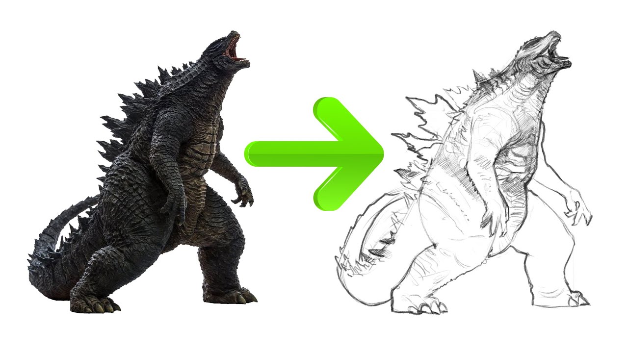 Drawing made easy: Unleash GODZILLA with simple shapes! - YouTube