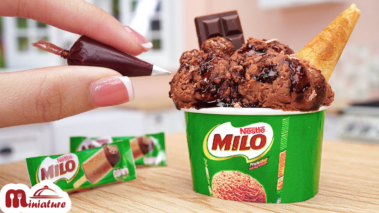 Easy Miniature Milo Ice Cream Recipe | Homemade Ice Cream by Miniature ...