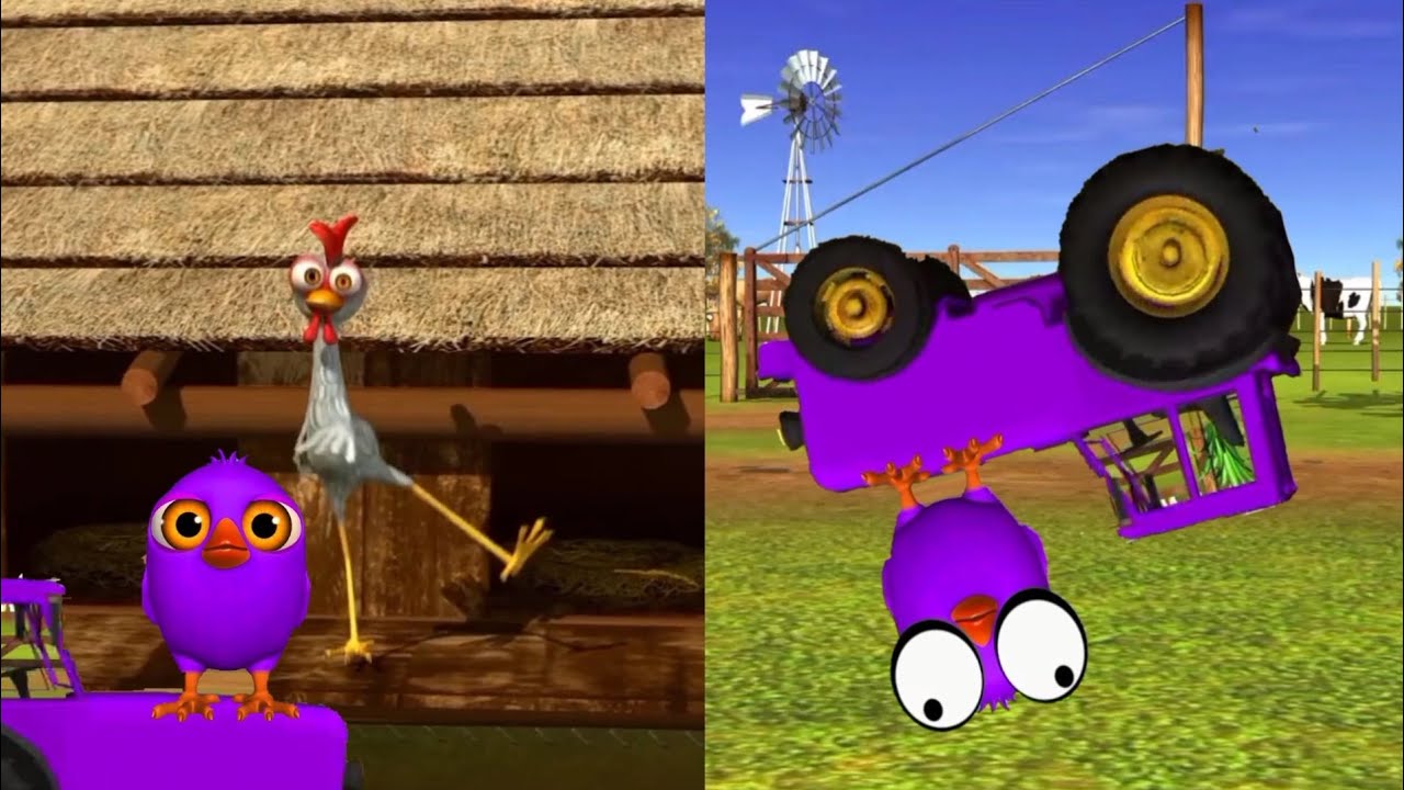 La gallina y el pollito violeta en efectos giratorios y de pantalla ...