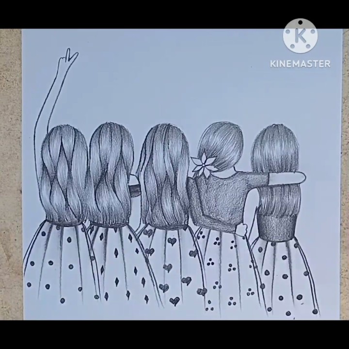 How to draw five girls best friends forever 💗|bff drawing #shorts # ...