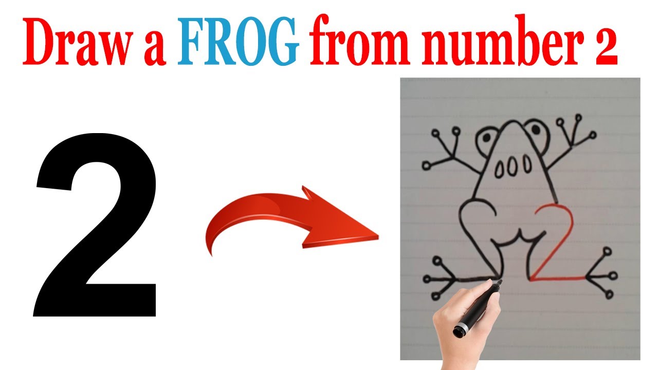 How to Draw a frog from number 2 Step by Step || drawing by numbers ...