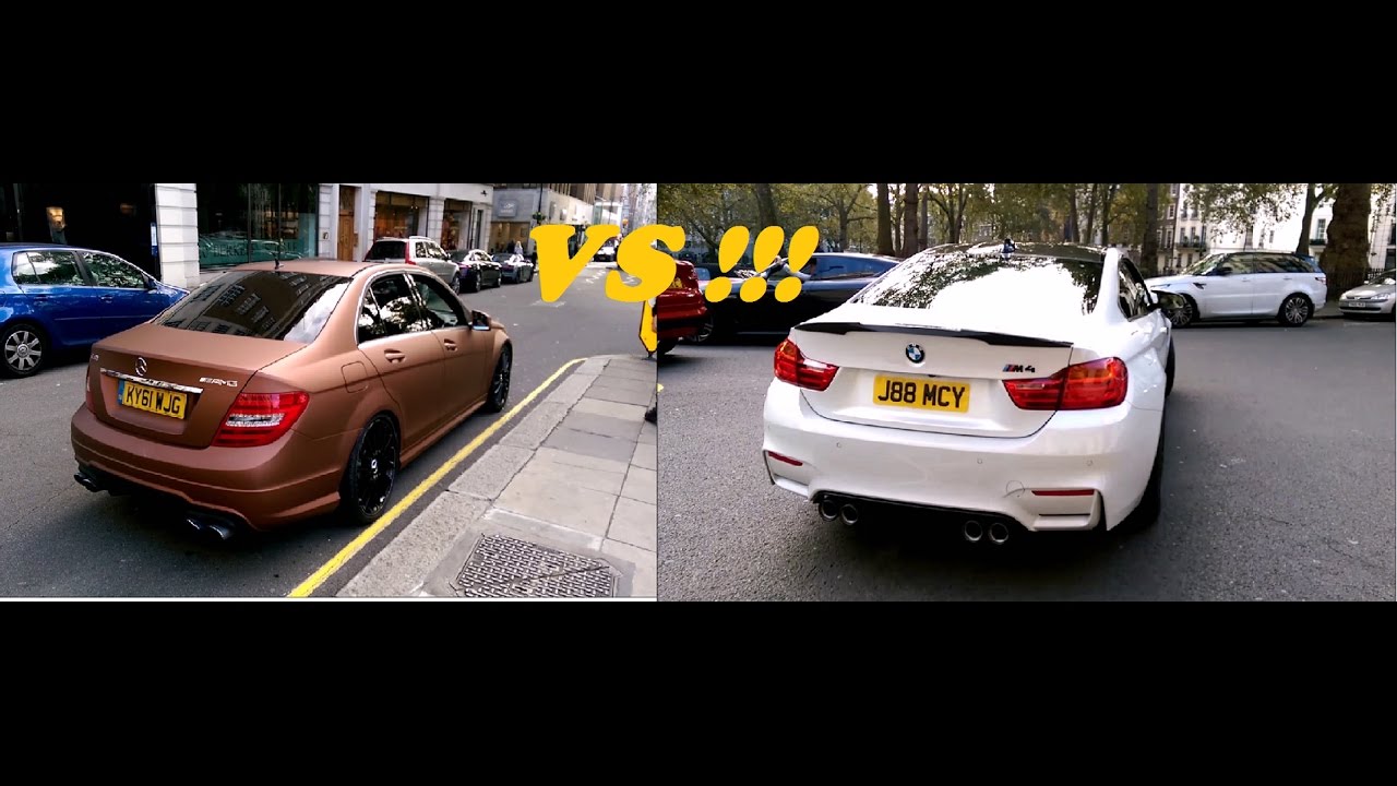 Bmw M4 VS C63 AMG REVVING in London ! - YouTube