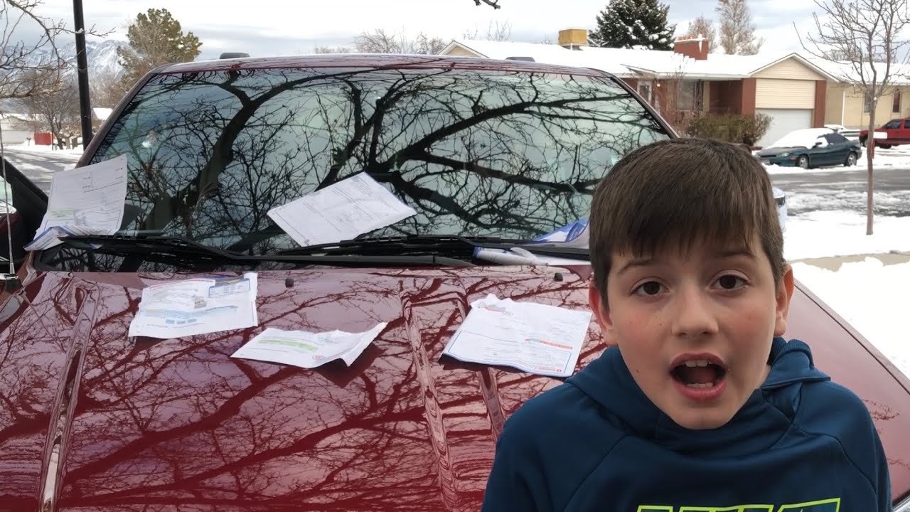 Kid Temper Tantrum Puts Math Homework On Top Of Van Before Car Wash ...