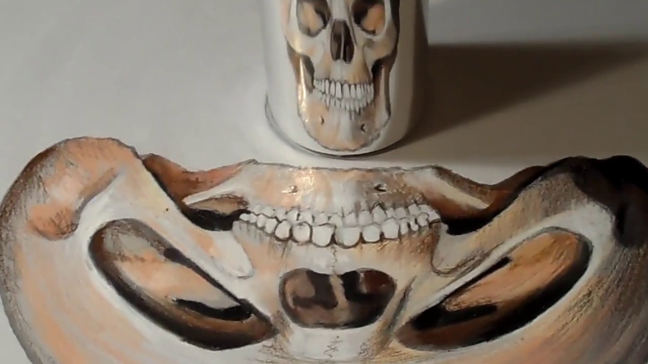 The Anamorphic Skull - Drawing 3D Trick Art on Paper - YouTube