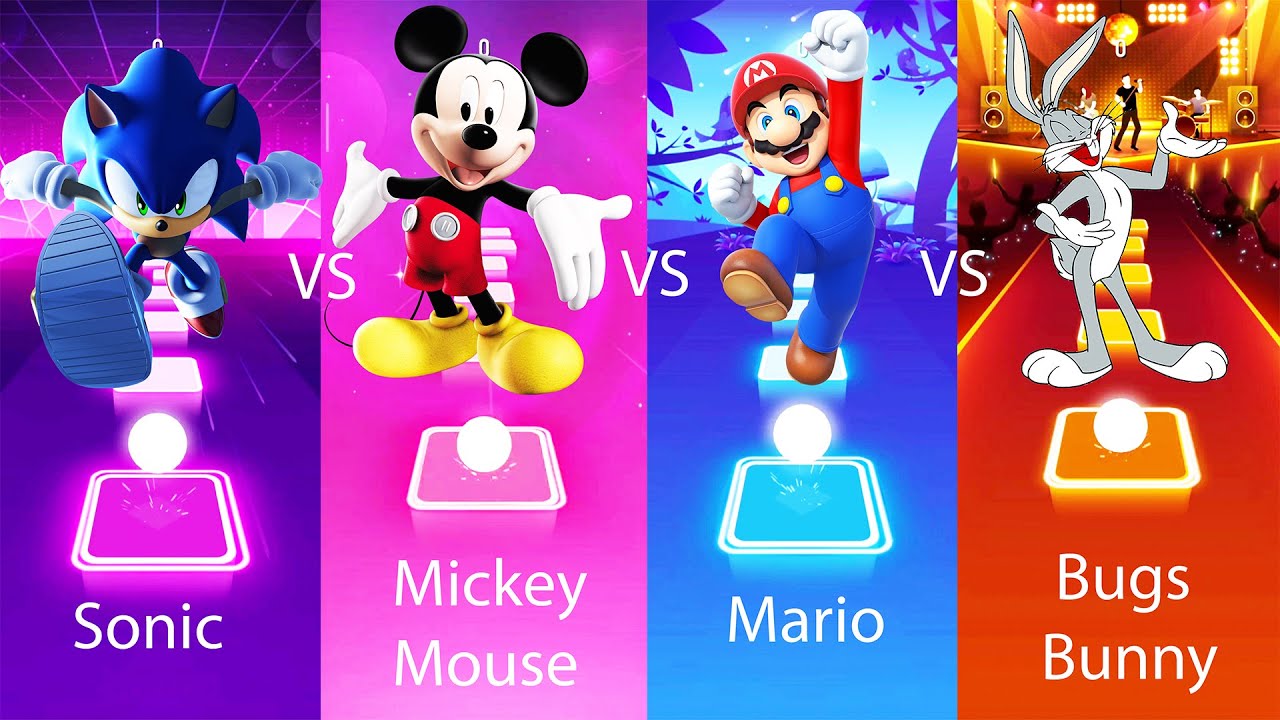 Tiles Hop: Sonic vs Mickey Mouse vs Mario vs Bugs Bunny in Dance Battle ...