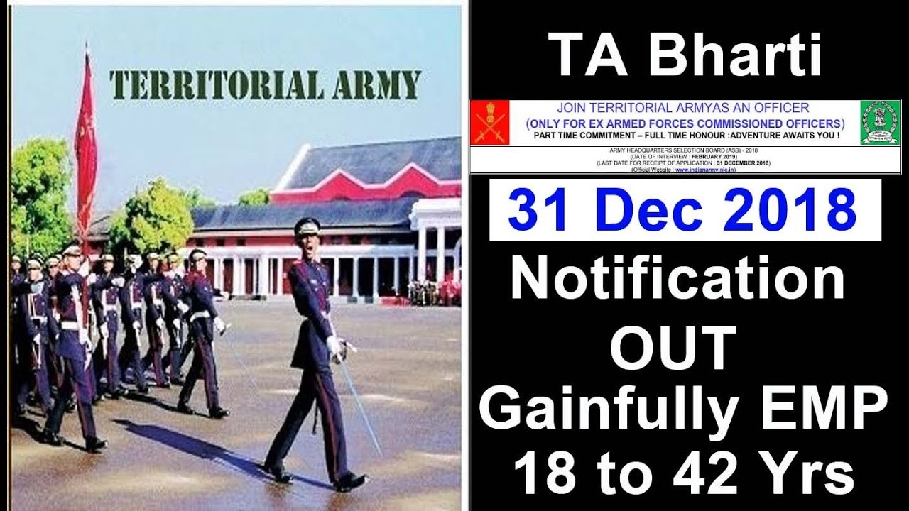 TA Direct Entry 2019, Join Territorial Army Recruitment All India TA ...