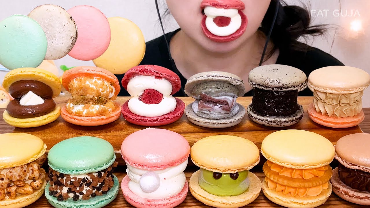 알록달록 마카롱🍭 ️💛💚 디저트 먹방 Macaron Dessert Mukbang Real Sound - YouTube