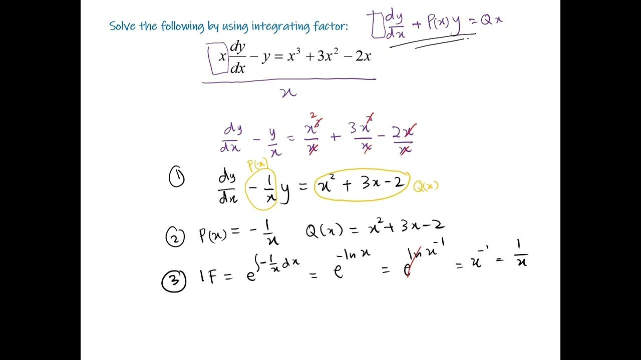 FIRST ORDER DIFFERENTIAL EQUATION USING INTEGRATING FACTOR - YouTube