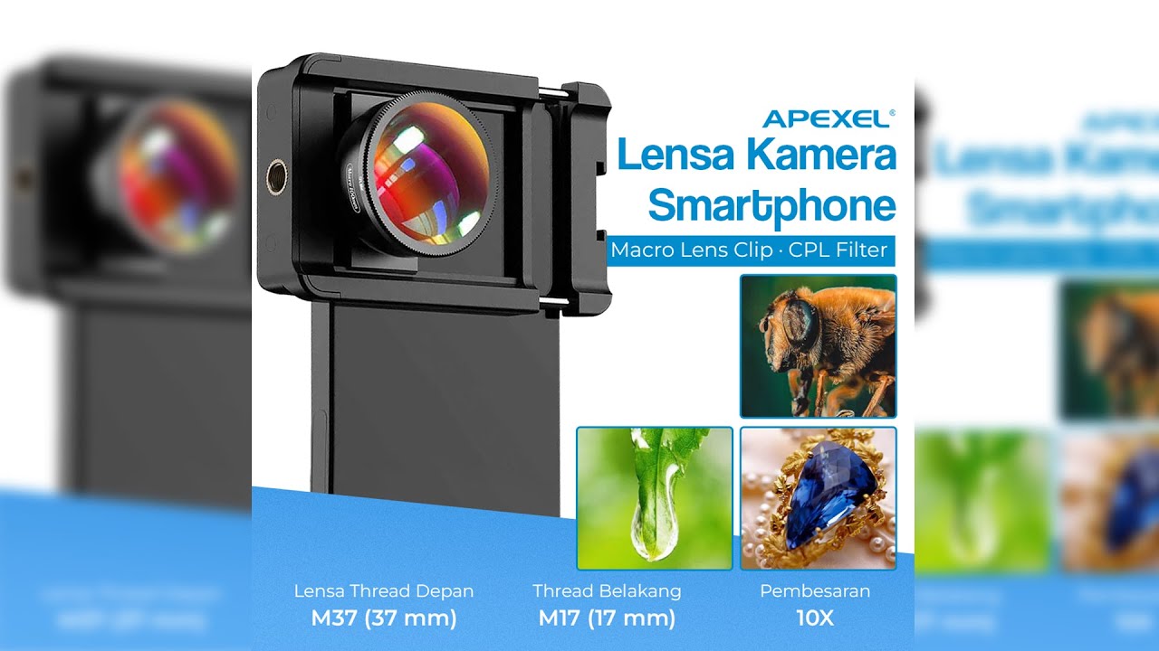 APEXEL Lensa Kamera HP Smartphone Macro Lens Clip 10X CPL Filter - APL ...