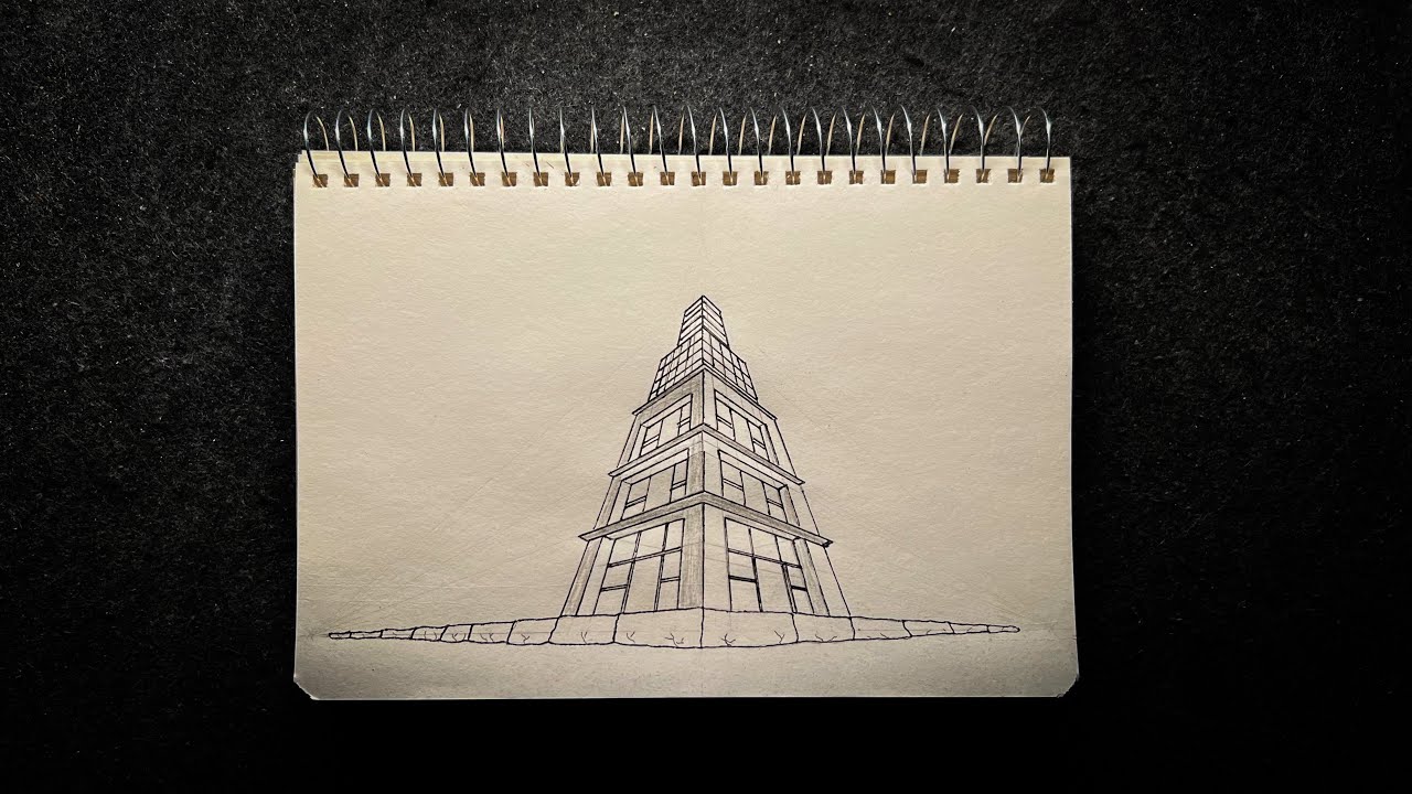 3-Point Perspective Tower Sketch - YouTube