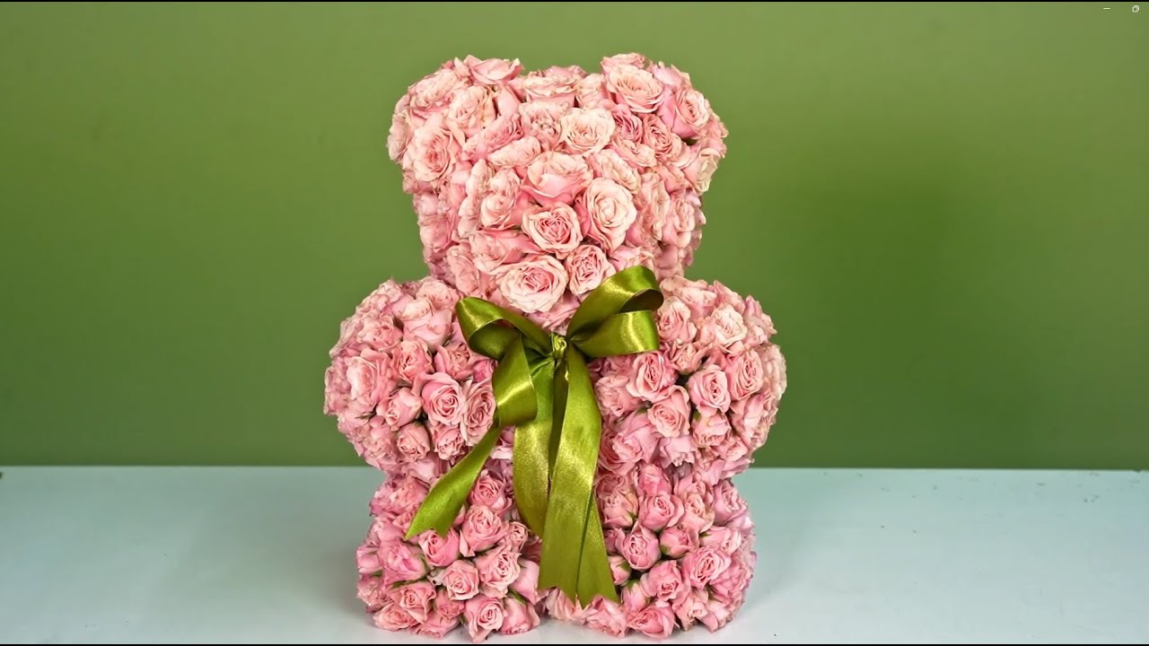Como hacer un Oso con Flores Naturales - YouTube