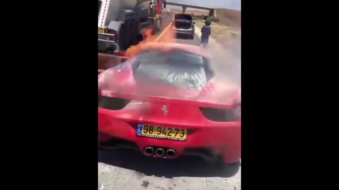 Ferrari 458 on fire and engine explosing - YouTube