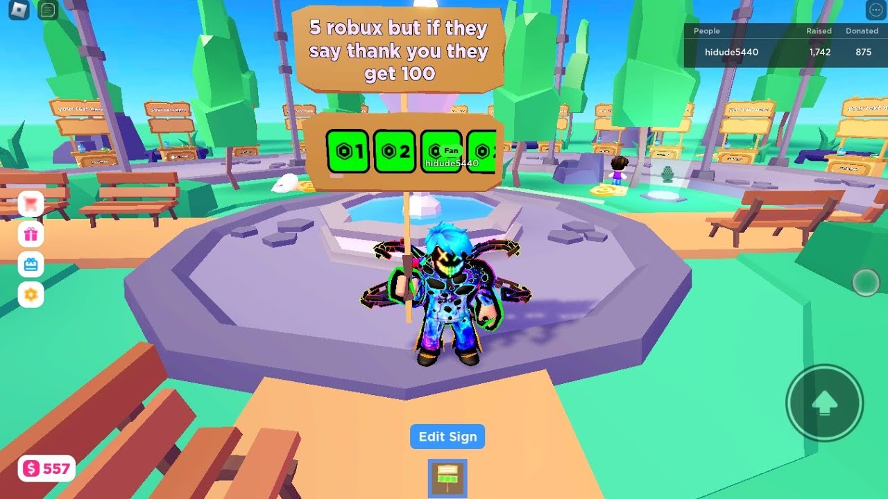 Giving people 5 robux but if they say ty they get 100! - YouTube