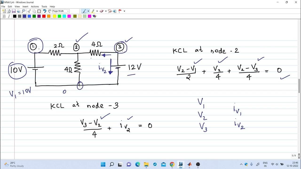 Modified Nodal Analysis Example 1 - YouTube