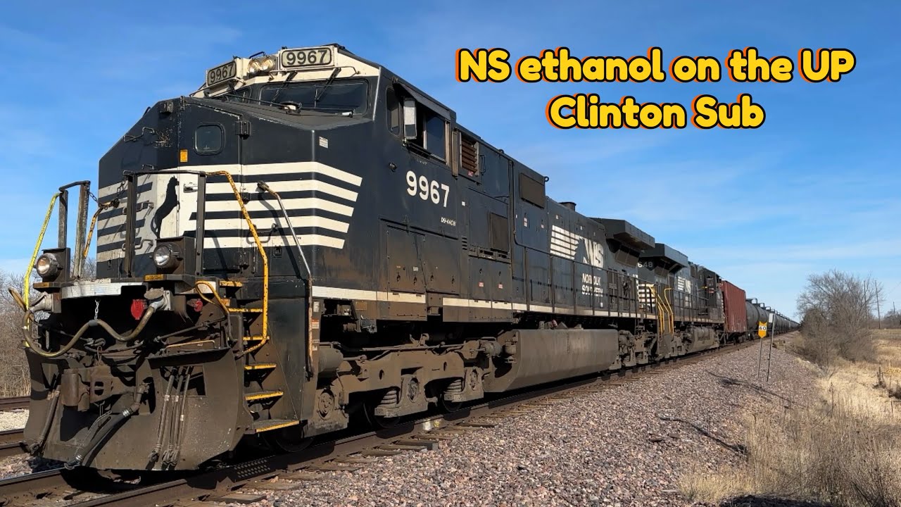 Norfolk Southern empty ethanol train on the UP Clinton Sub. 3-10-2025 - YouTube