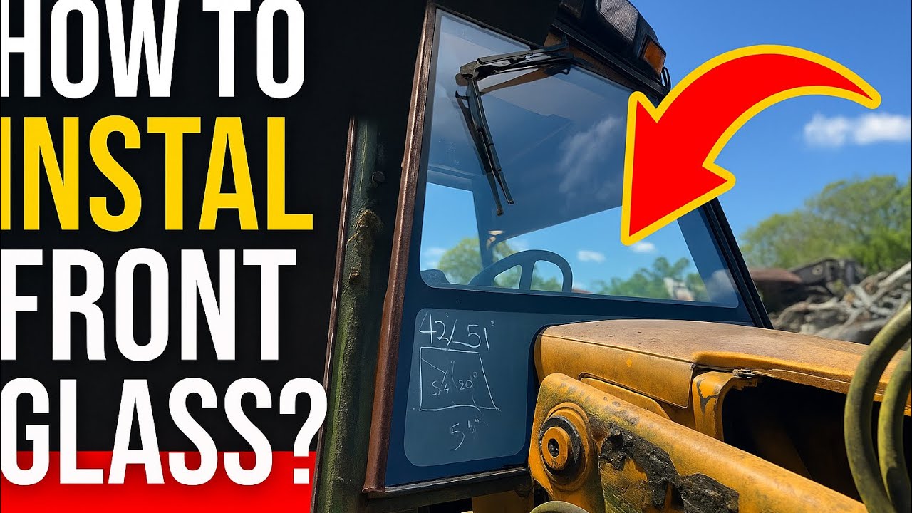 Installing front Glass JCB Backhoe - YouTube