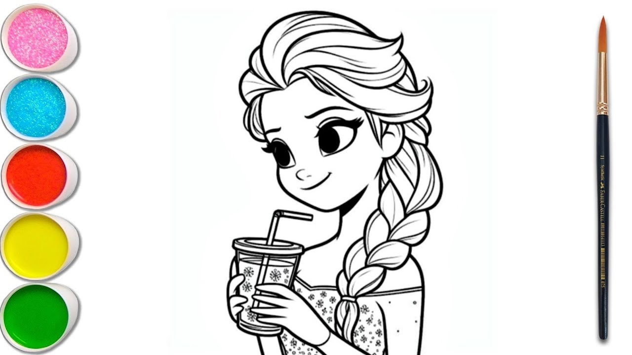 Cute Elsa Drawing for Kids, Painting & Coloring for Kids | Let's Draw ...