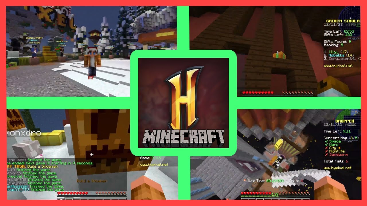 Minecraft Mini Games | hypixel Christmas games - YouTube